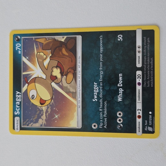 Pokemon | Toys | Pokemon Scraggy Card With Blue And Yellow Design ...